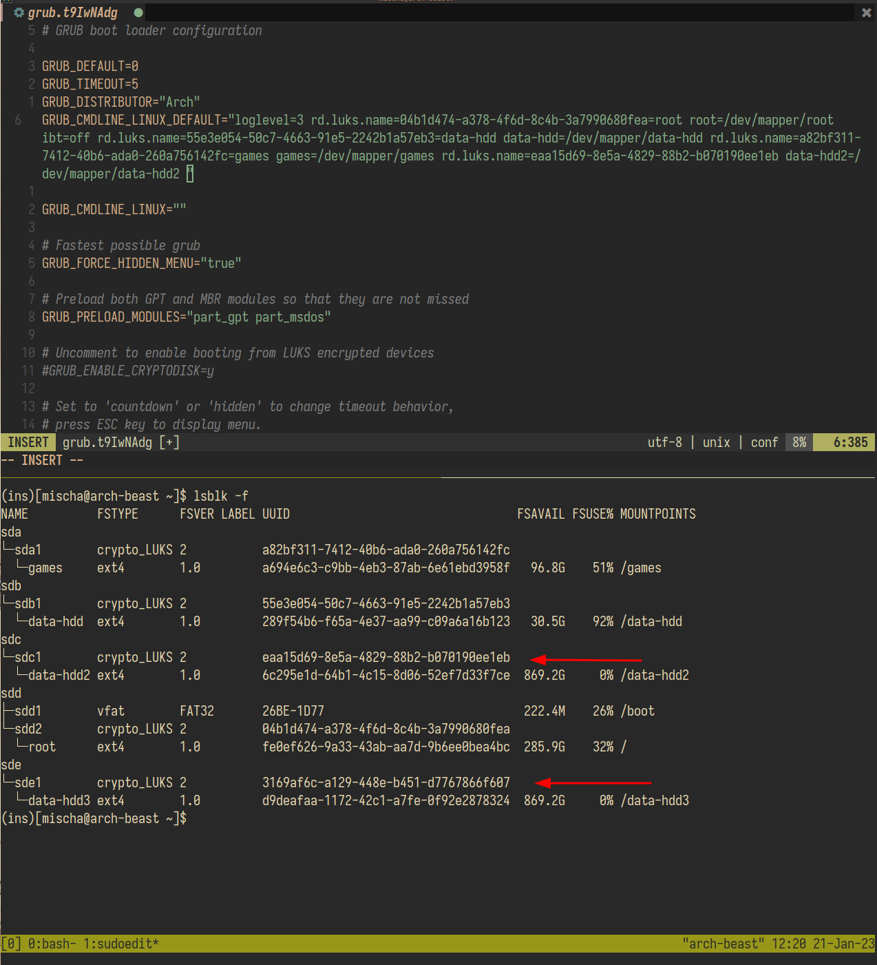 Setting up a new LUKS encrypted disk with dm-crypt in Arch Linux | Mischa van den Burg